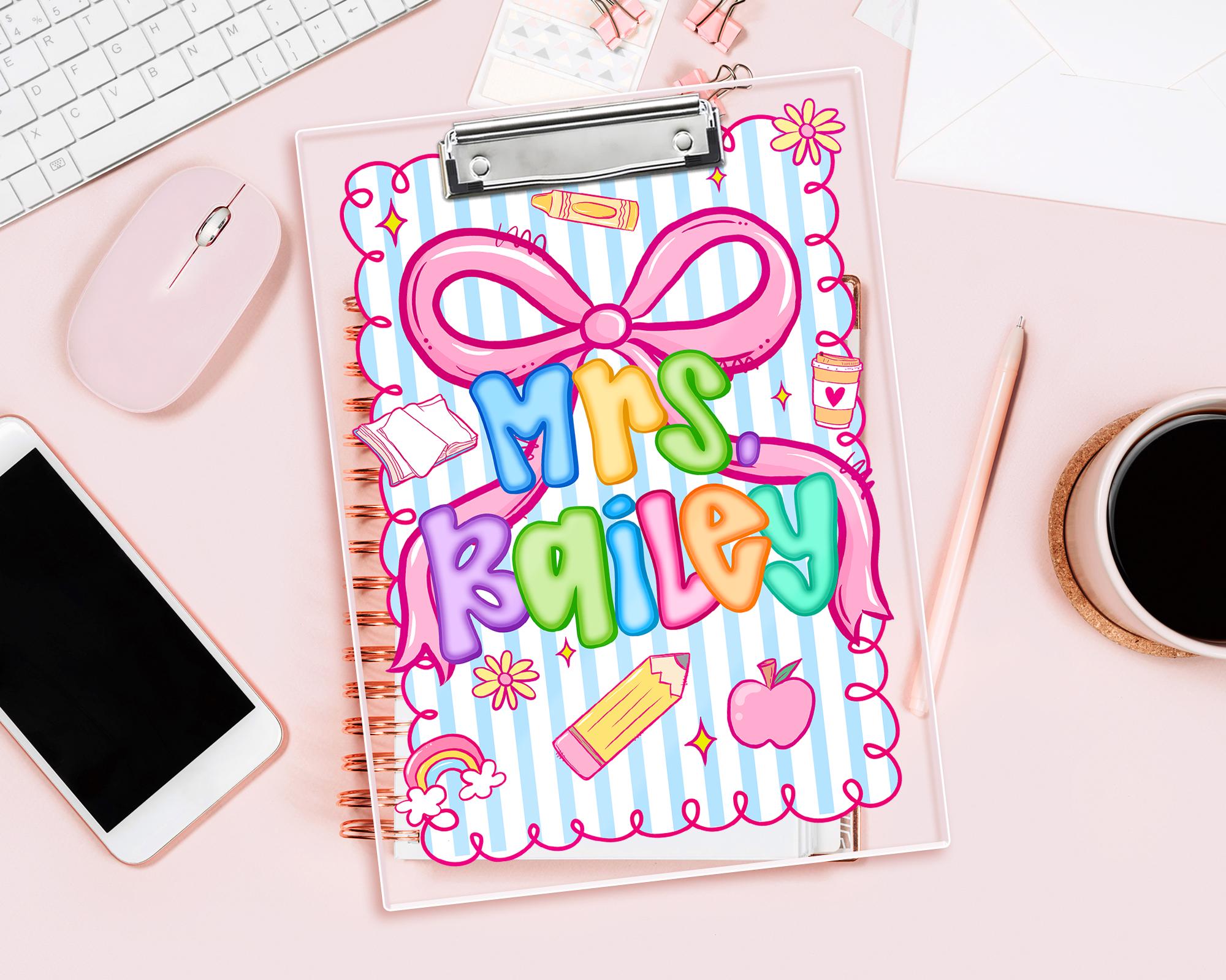 Preppy Teacher Clipboard, Custom Teacher Name Clipboard, Teacher ...