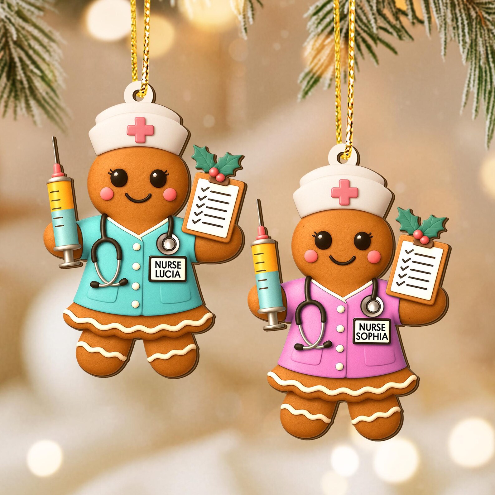 Personalized Gingerbread Nurse Christmas Ornament for New Nurse: Cute ...