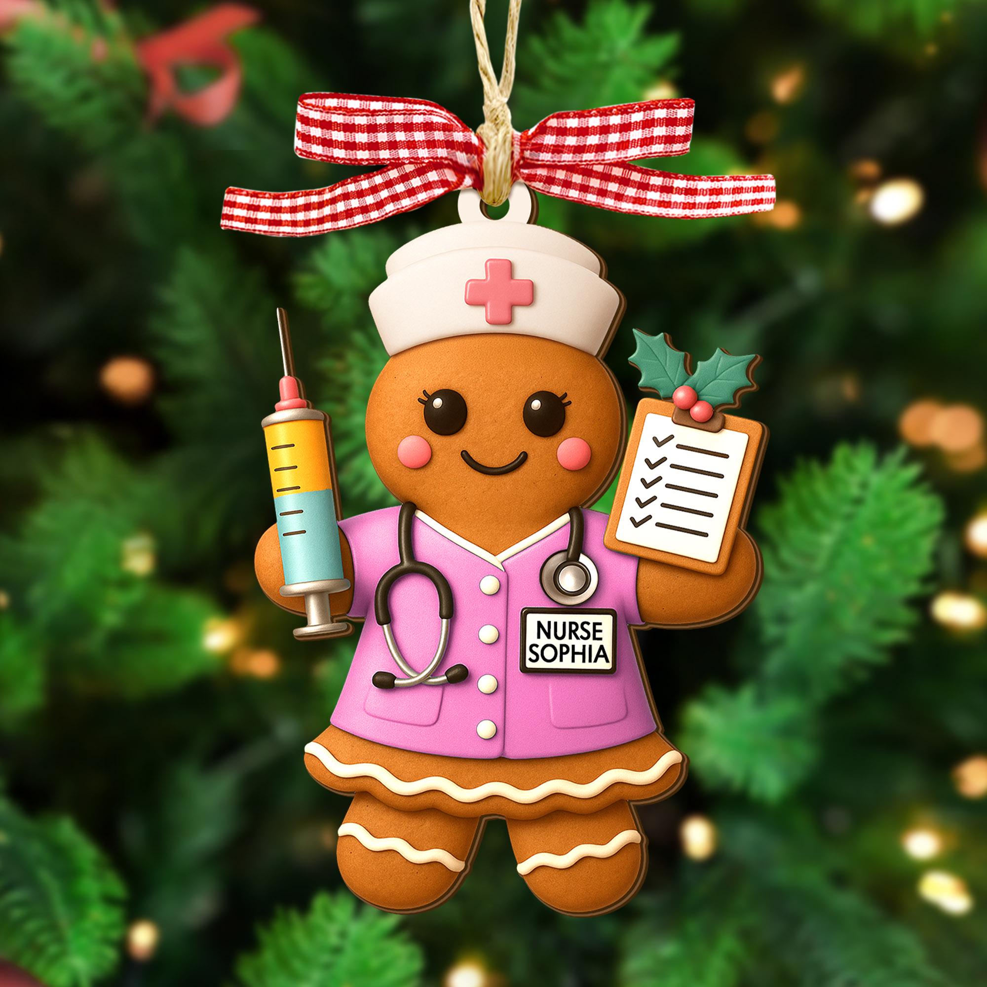 Personalized Gingerbread Nurse Christmas Ornament for New Nurse: Cute ...
