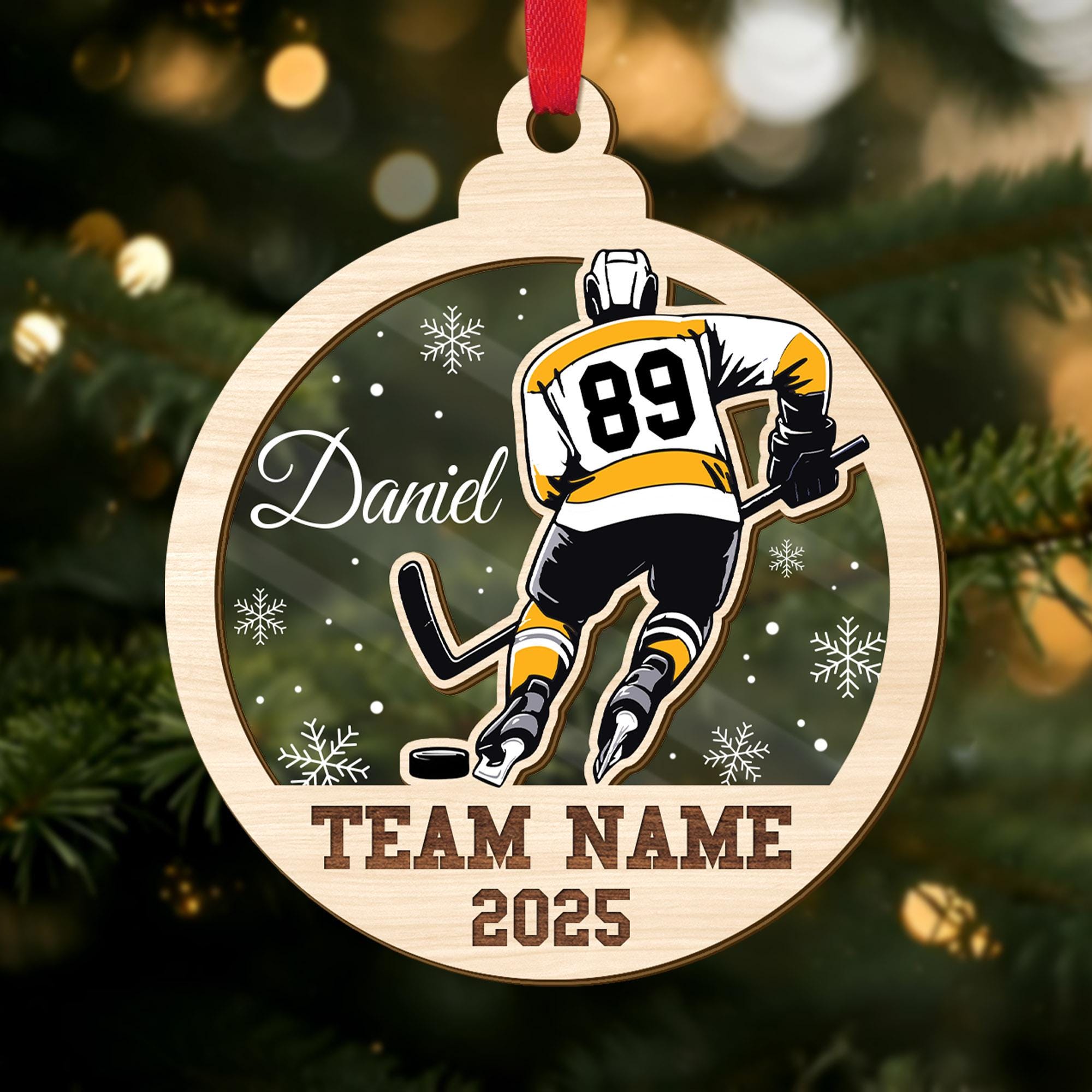 Custom Hockey Player Christmas Ornament With Name & Number: Hockey Team ...