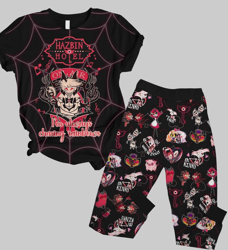 Hazbin Hotel Pajamas Set, Hazbin Hotel Shirt, Angel Dust Pajamas Pants ...