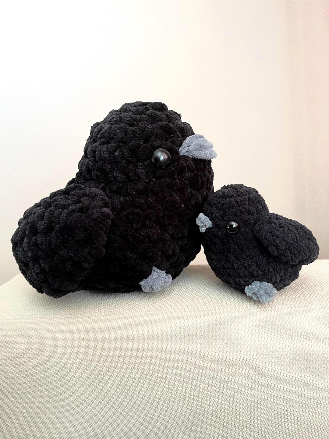 JUMBO Crochet Raven Plush | Goth Home Decor | Desktop Crow Friend ...