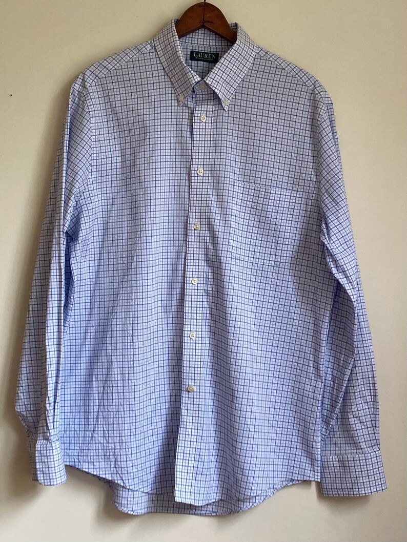 Lauren Ralph Lauren Over Sized Light Blue Plaid Shirt - Etsy