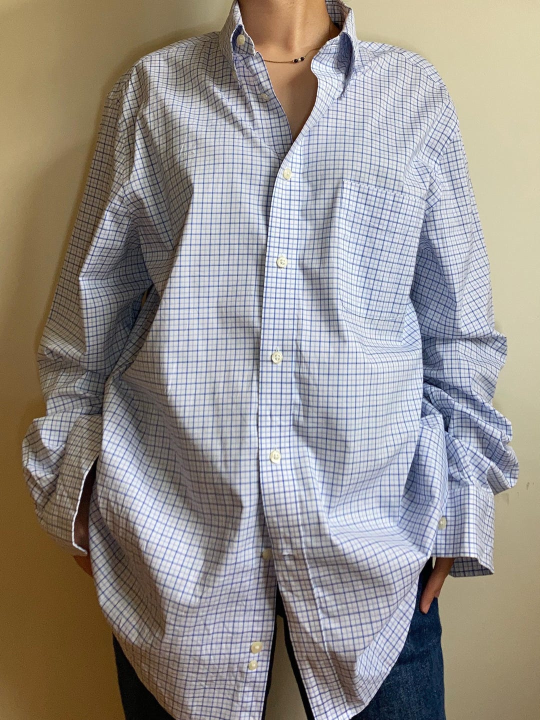 Lauren Ralph Lauren Over Sized Light Blue Plaid Shirt - Etsy