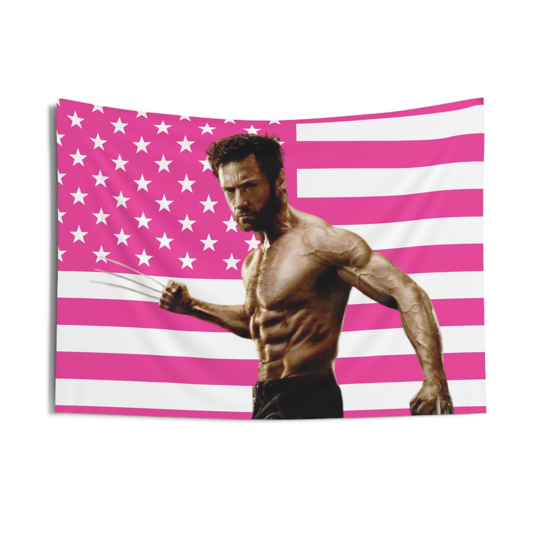 Shirtless Wolverine Tapestries, Wolverine Pink Flag, Hugh Jackman as ...