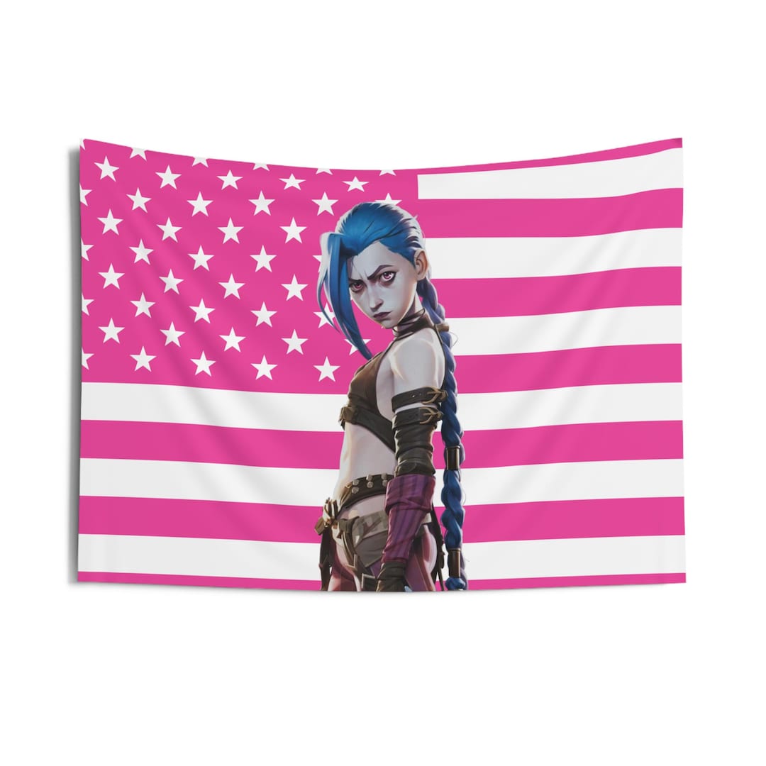 Jinx (arcane) Tapestries, Jinx Arcane Pink Flag, Jinx (arcane) Indoor ...