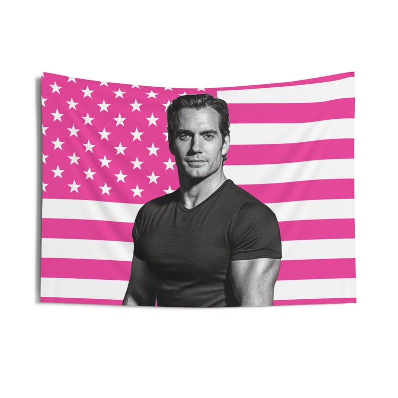 Henry Cavill Tapestries, Henry Cavill Pink Flag, Henry Cavill Indoor ...