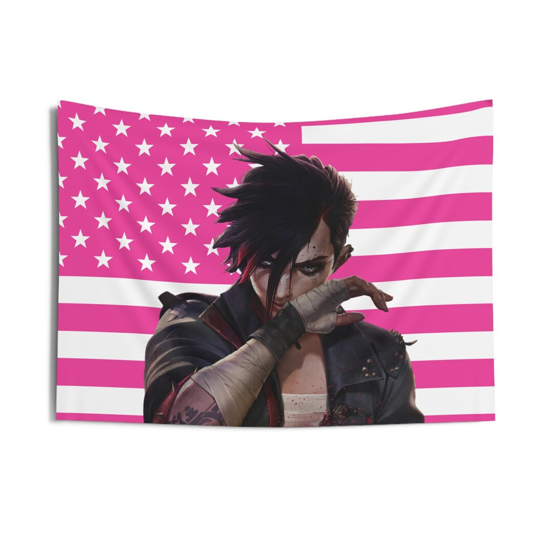 Vi (arcane) Wipes the Blood Tapestries, Violet Arcane Pink Flag, Vi ...
