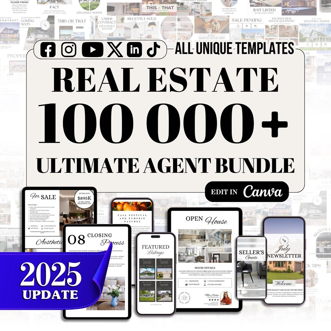 2025 Real Estate ALL-IN-ONE Templates, 100,000 Realtor Templates, Real ...