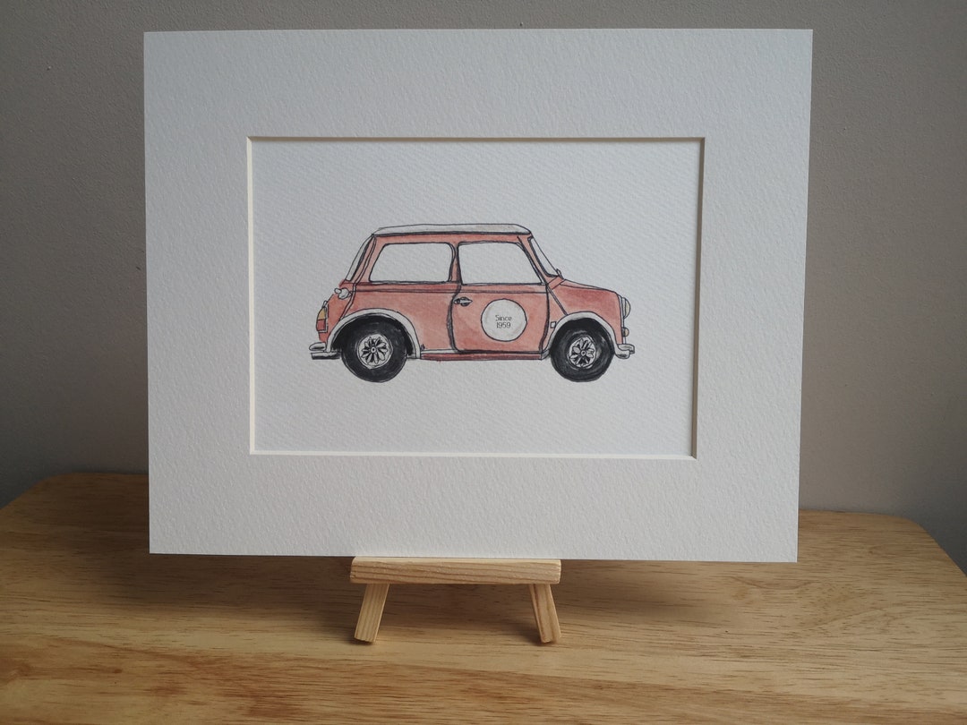 Mini Car 10x8" Mounted Watercolour Print - Etsy