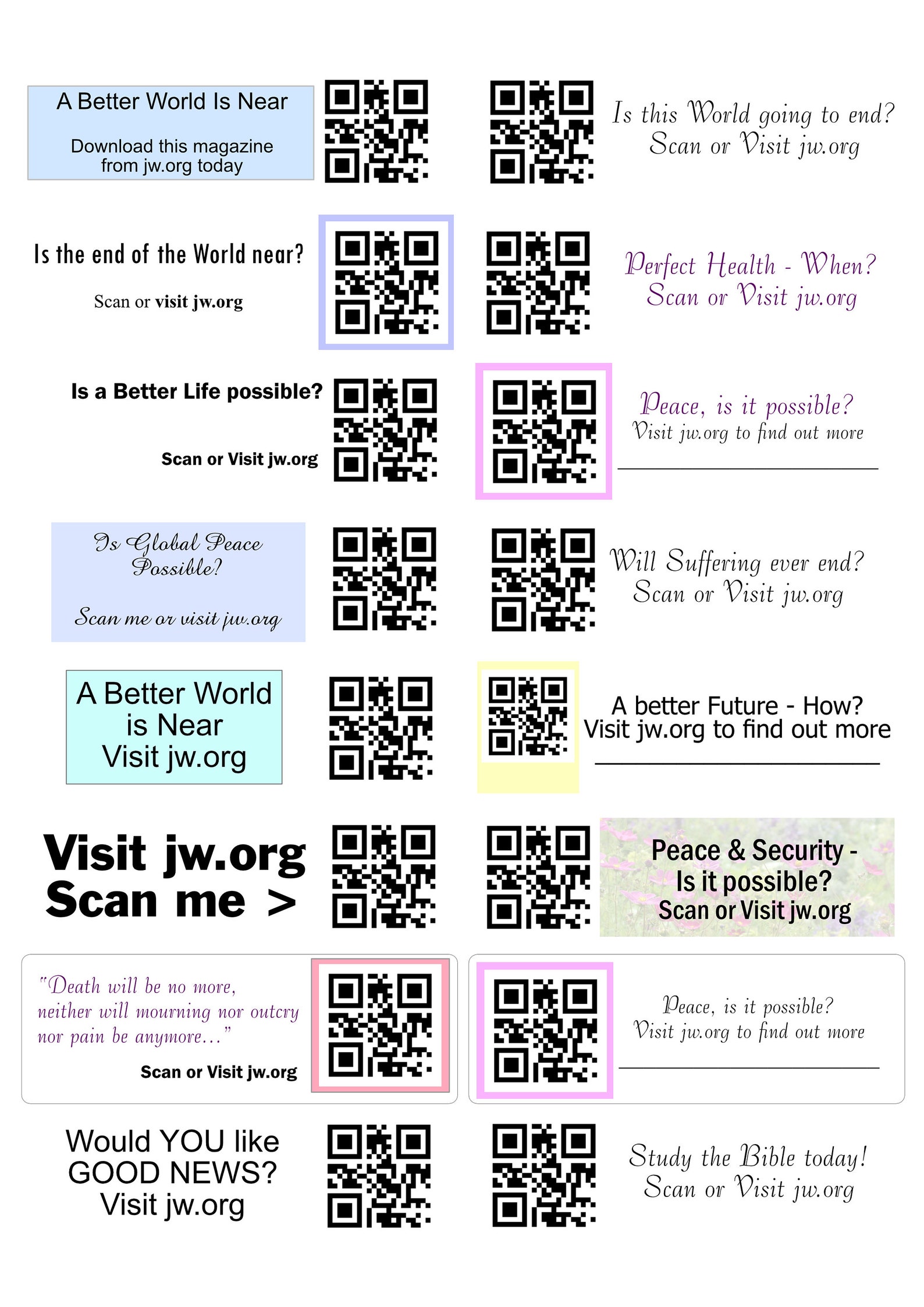 JW QR Code Large Stickers - A Better World is Near / JW Mix - Etsy UK