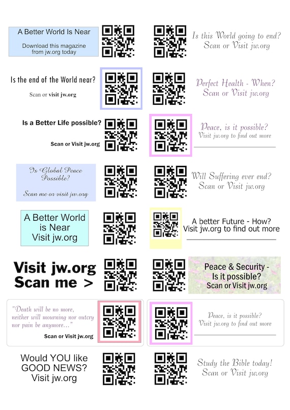 JW QR Code Large Stickers A Better World is Near / JW Mix | Etsy UK