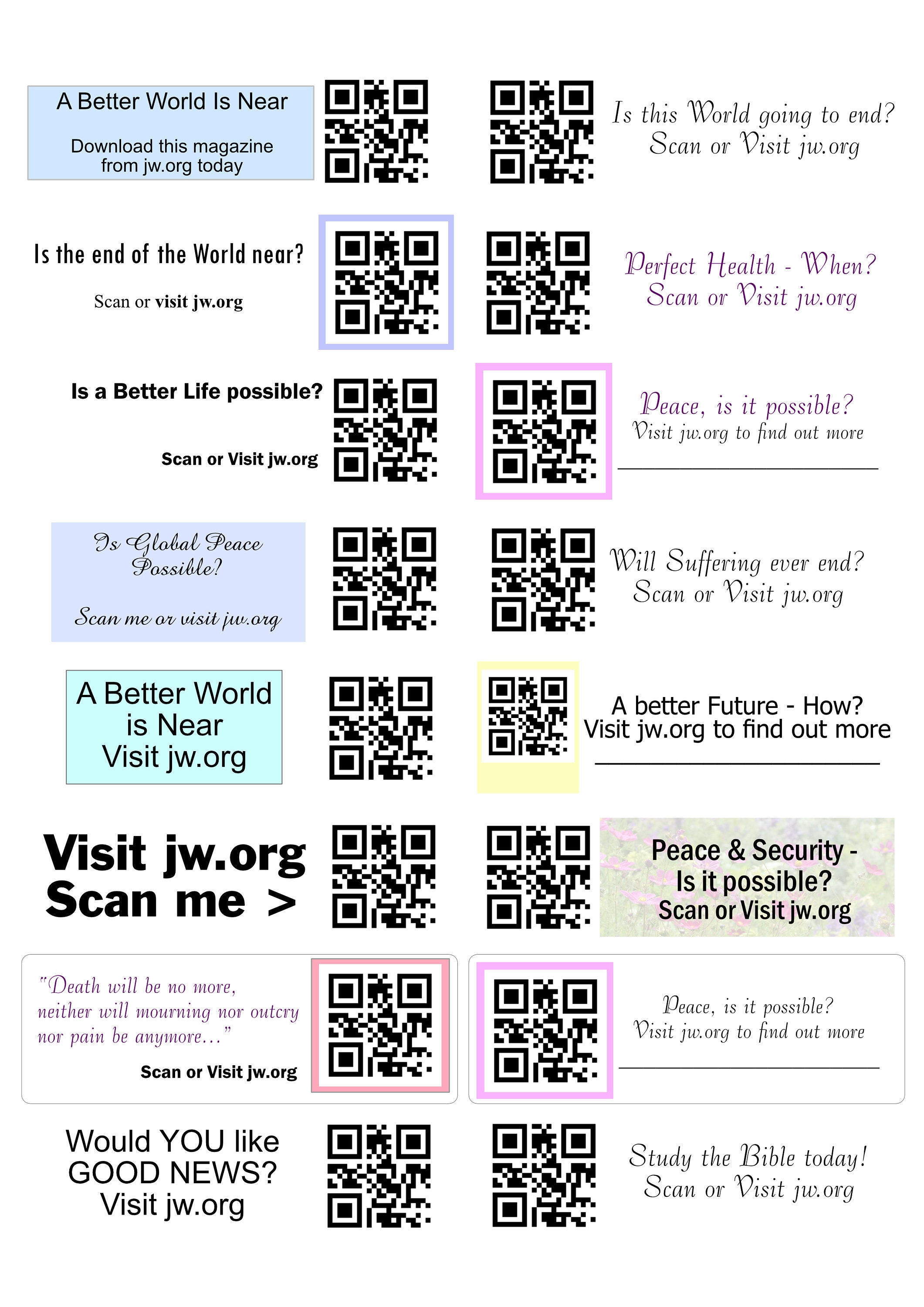 JW QR Code Large Stickers - A Better World is Near / JW Mix - Etsy UK