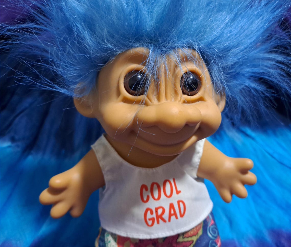 Vintage Trolls Cool Grad Doll, Blue Hair, Graduation - Etsy