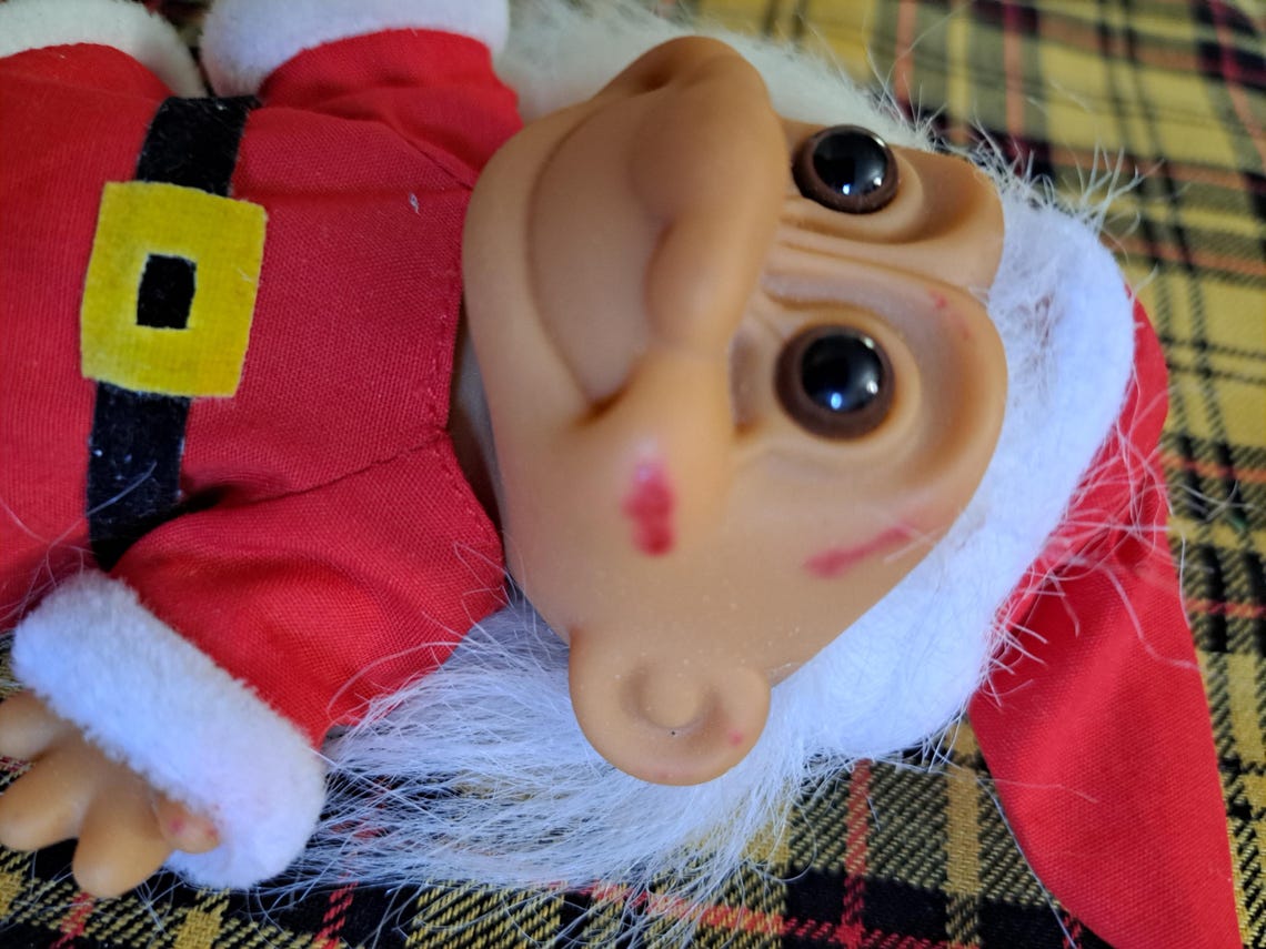 Vintage Trolls Santa Doll, White Hair - Etsy