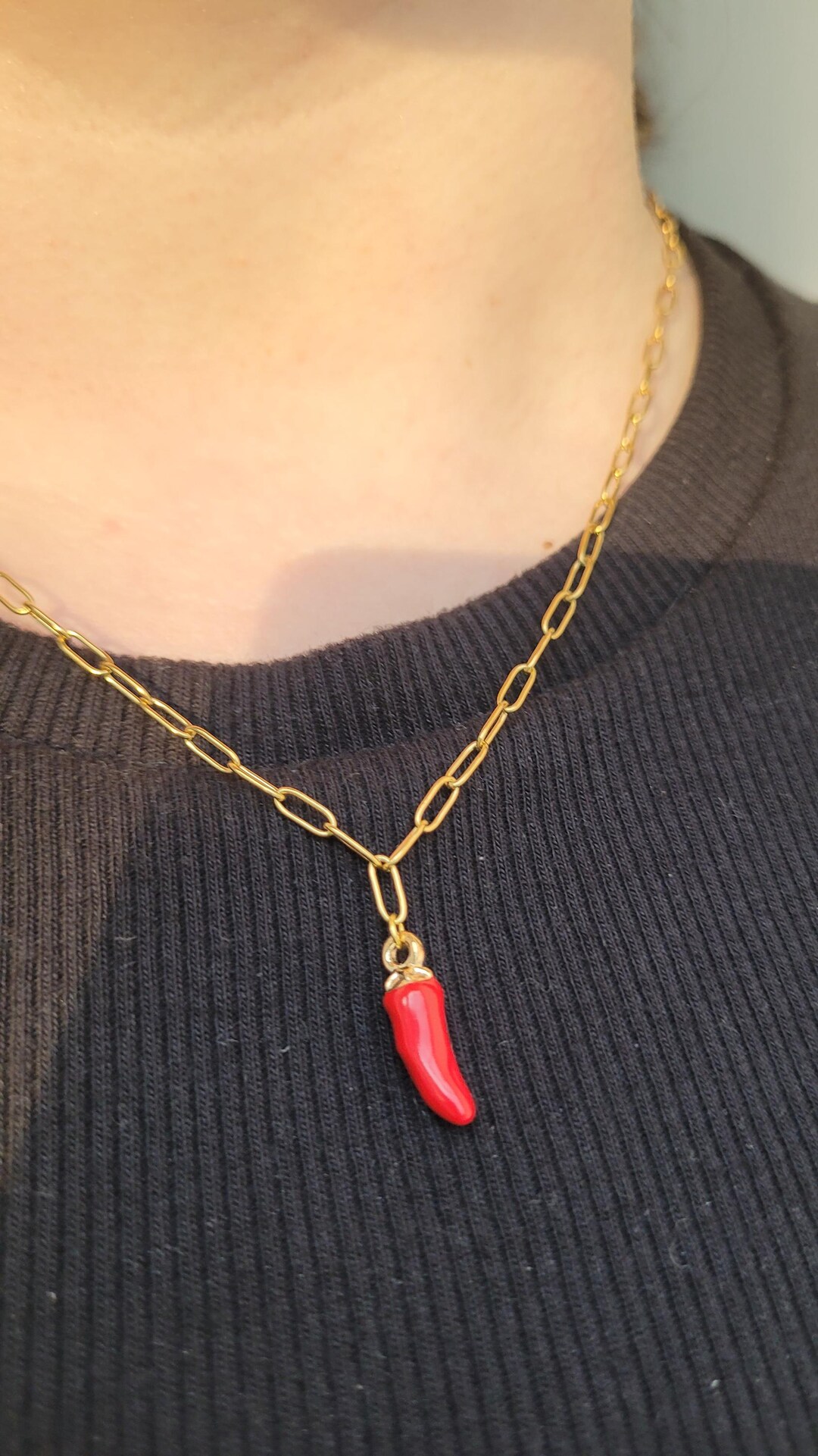 Red Chilli Pepper Charm Stainless Steel Necklace - Etsy
