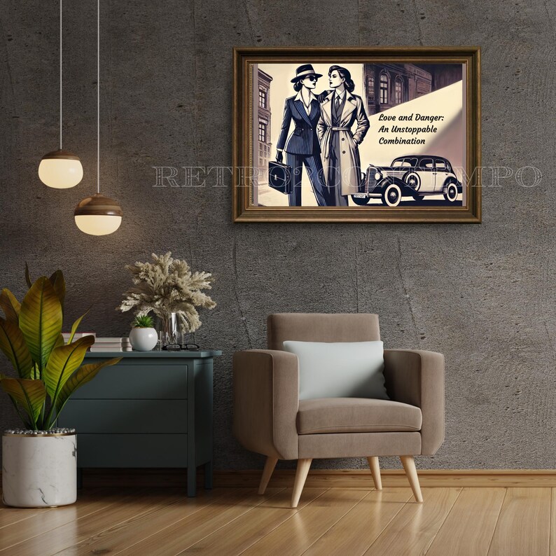 1940s Noir Romance Poster: Retro Spy Movie Art (digital Download) - Etsy