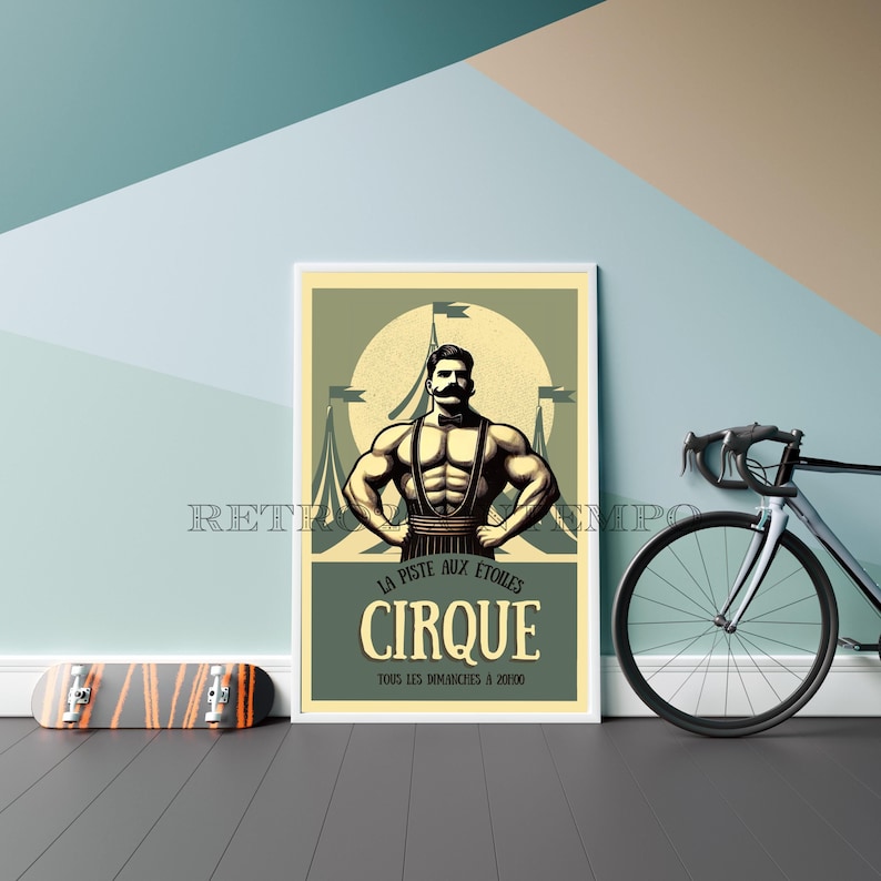Vintage Inspired Circus Strongman Digital Download Poster, Retro French ...