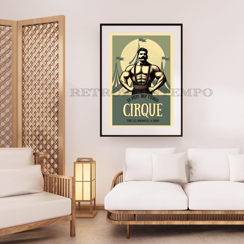 Vintage Inspired Circus Strongman Digital Download Poster, Retro French ...