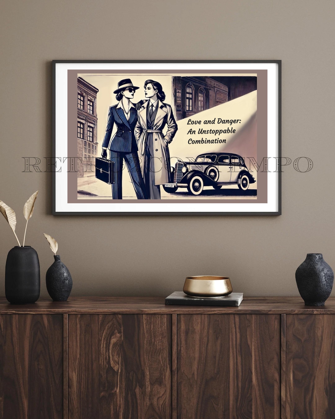 1940s Noir Romance Poster: Retro Spy Movie Art (digital Download) - Etsy