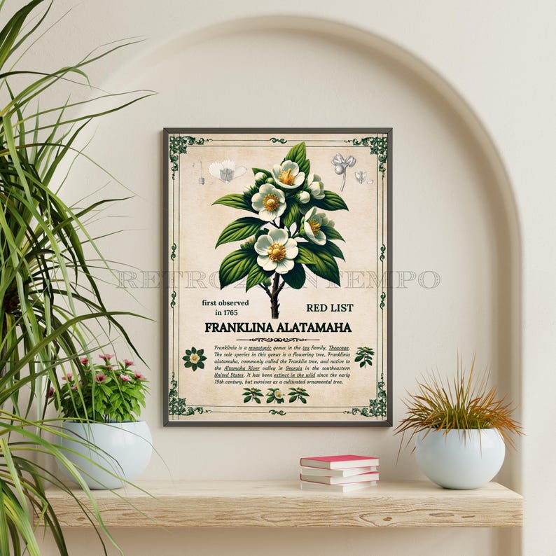 Vintage Style Red List Botanical Poster Extinct Plant Printable Art ...