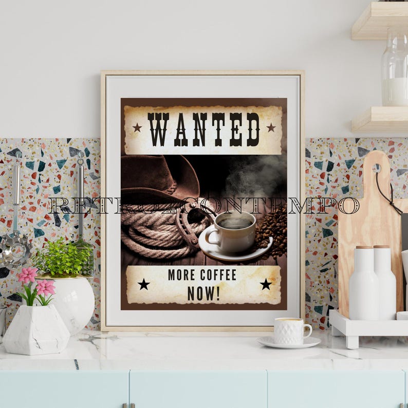 Western Coffee Art Print: Vintage Cowboy Poster (digital Download) - Etsy