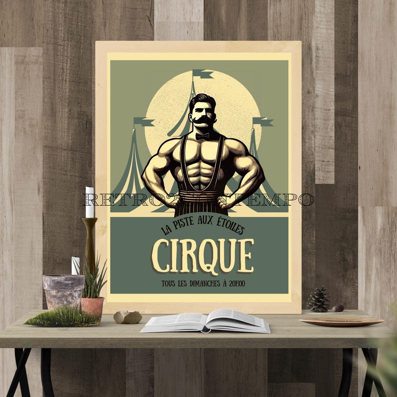 Vintage Inspired Circus Strongman Digital Download Poster, Retro French ...