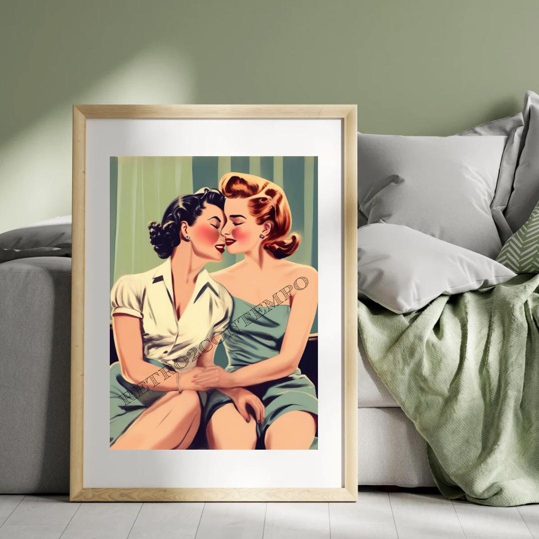 Retro Lesbian Romance Art Print: LGBTQ+ Pin-up Decor (digital Download) - Etsy
