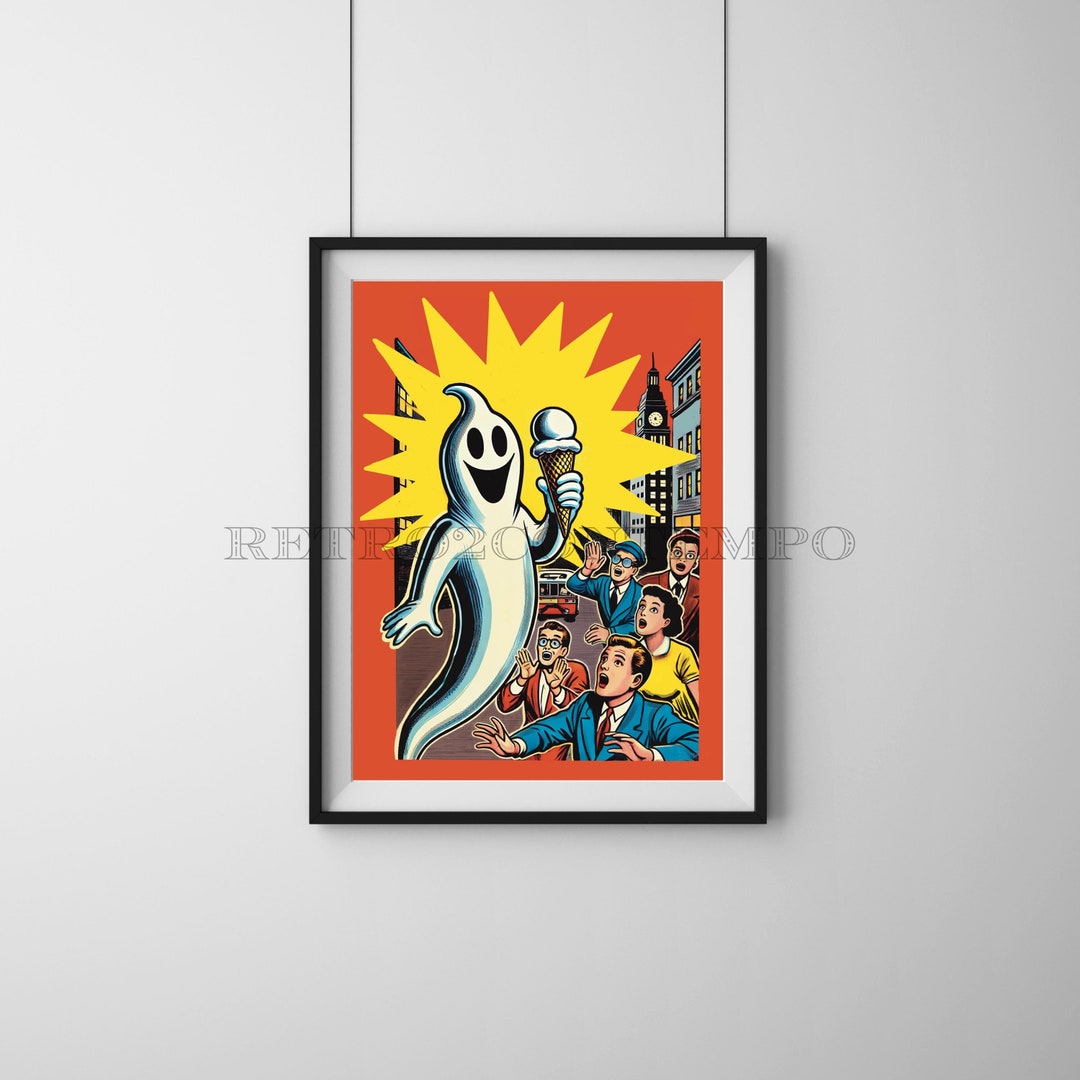 Vintage Inspired Ghost Poster, Digital Download Pulp Art Movie Wall ...