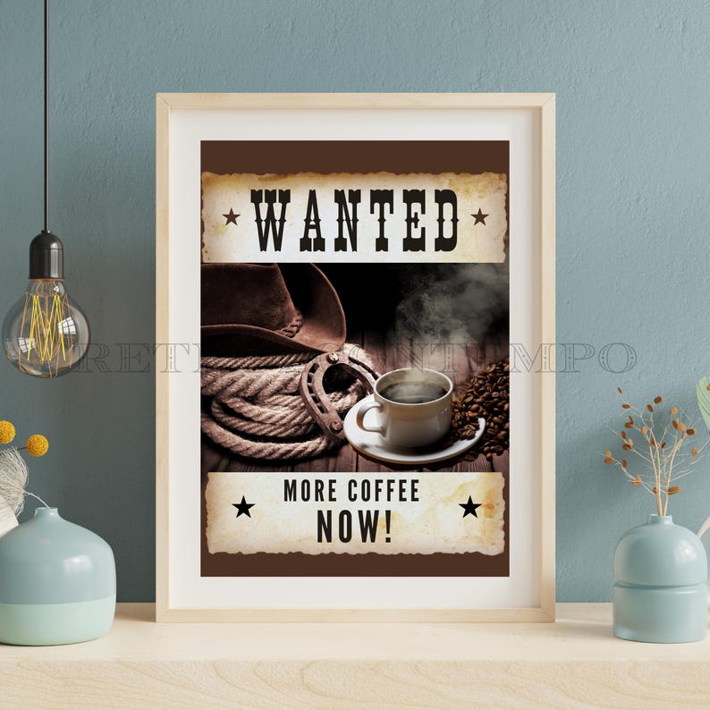 Western Coffee Art Print: Vintage Cowboy Poster (digital Download) - Etsy