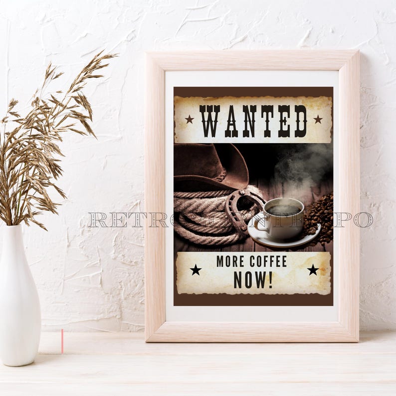 Western Coffee Art Print: Vintage Cowboy Poster (digital Download) - Etsy