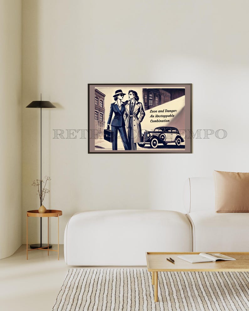 1940s Noir Romance Poster: Retro Spy Movie Art (digital Download) - Etsy
