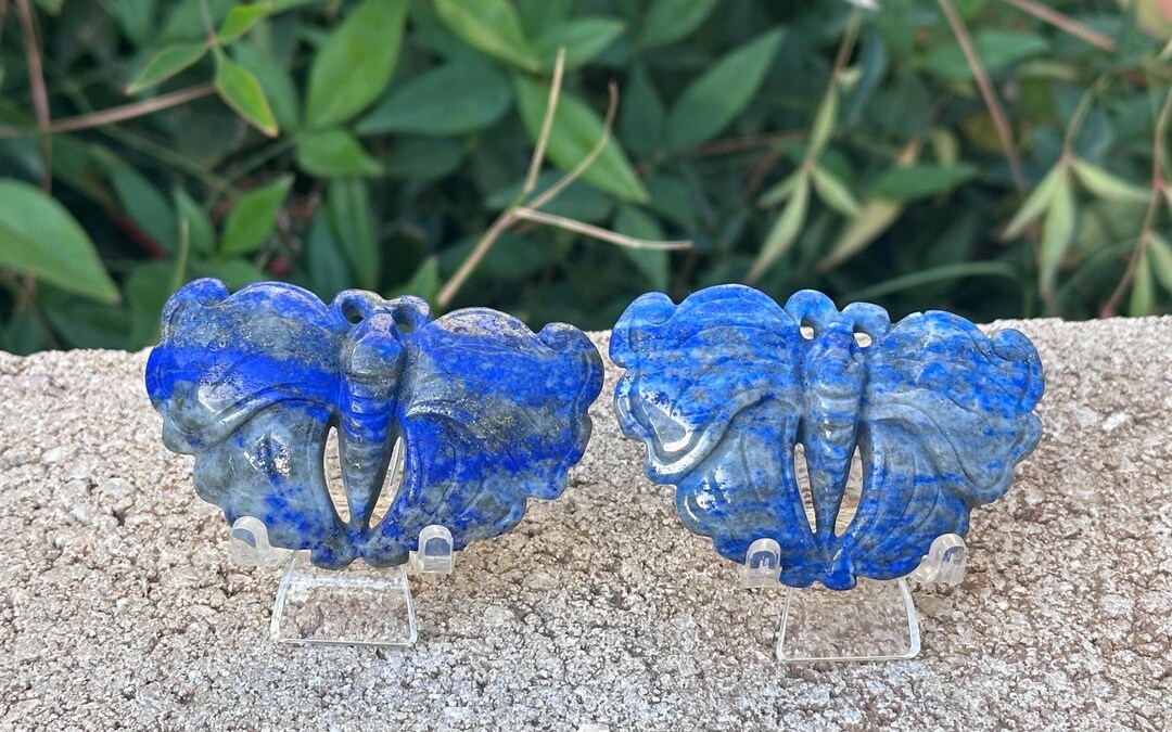 Bright Blue Lapis Lazuli Butterfly Carving | UV Reactive With Orange ...