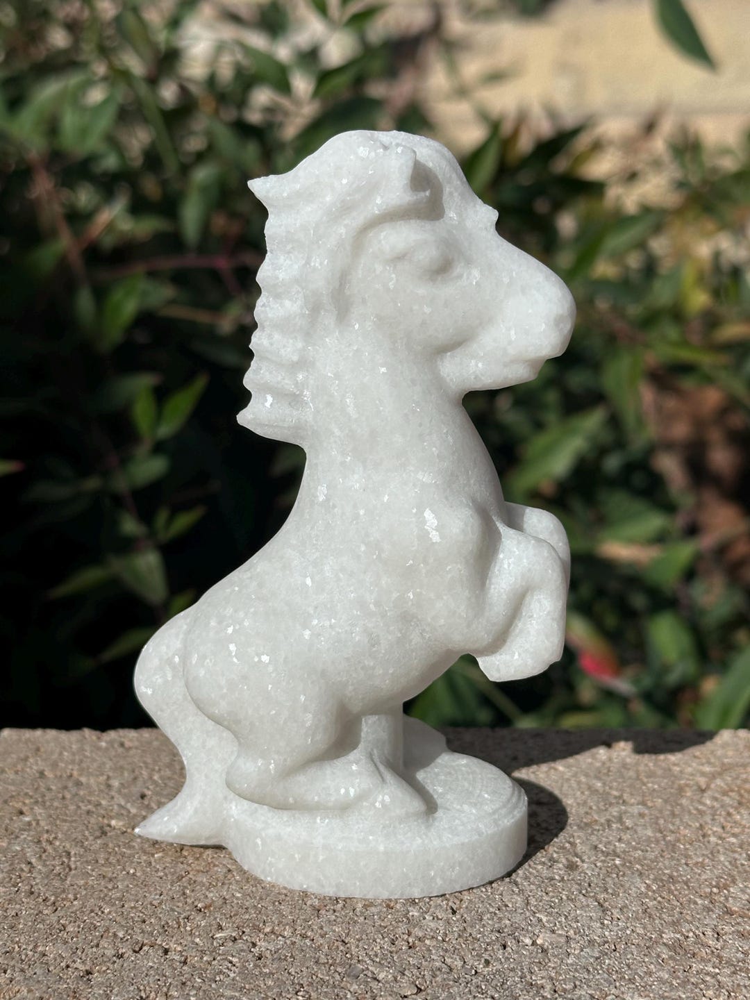 Han Bai Jade Rearing Horse Crystal Carving - White, Sparkly Jade - 5 ...