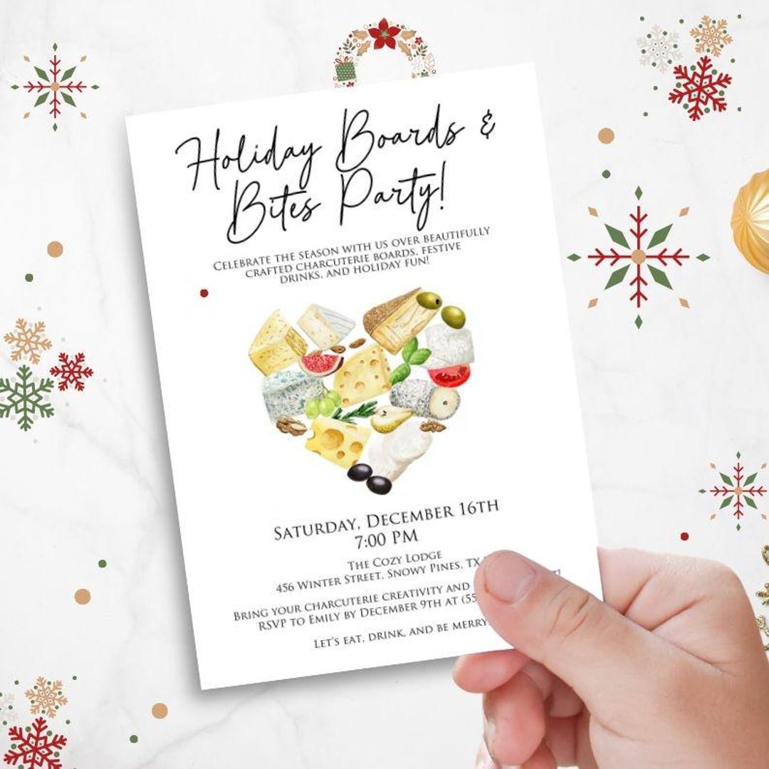 Charcuterie Christmas Party Invitation - With Cheese and Treats ...