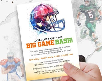 Game Day Get-together Invitation - With Football Design | Editable in ...