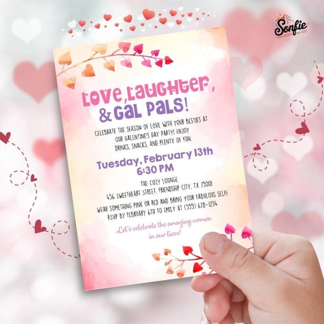 Valentine's Day Party Invitation - With Heart and Love Design ...