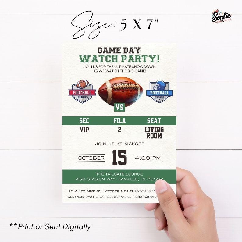 Game Day Get-together Invitation - With Football Design | Editable in ...