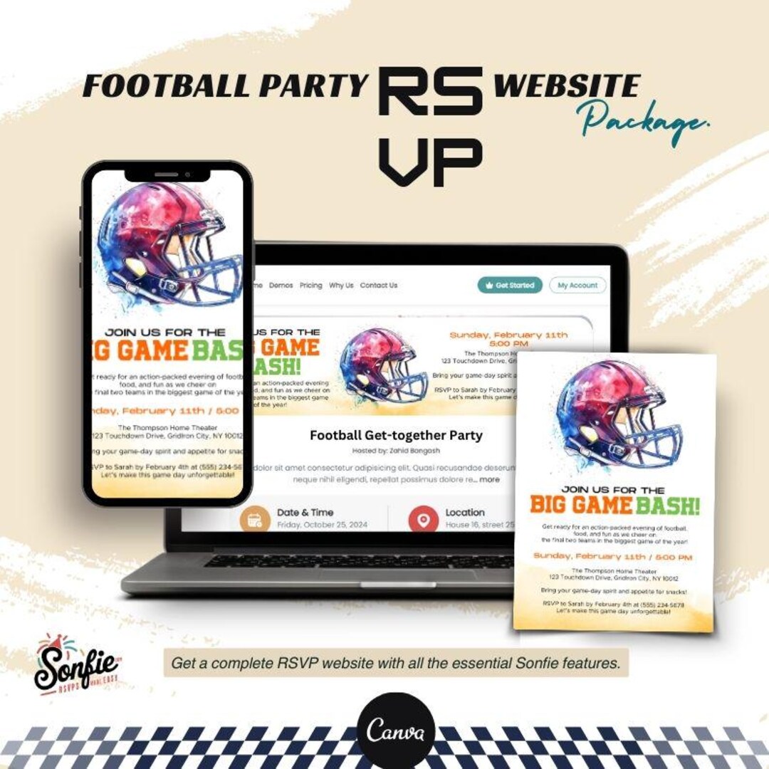Game Night Football Party Invitations | Seamless RSVP Management | RSVP ...