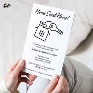 Housewarming Party Invitation - With Home and Key Design | Editable in ...