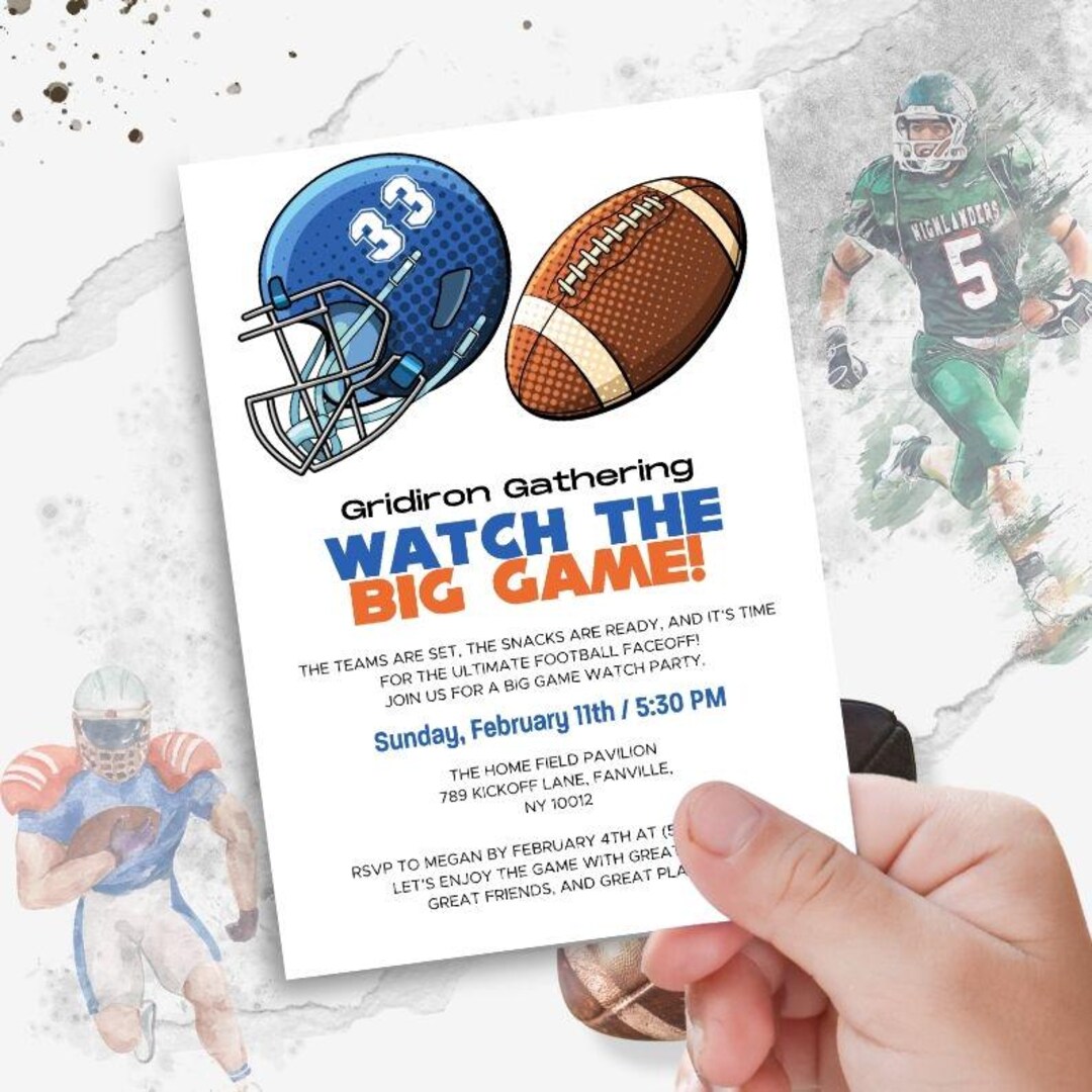 Game Night Get-together Invitation - With Football Design | Editable in ...