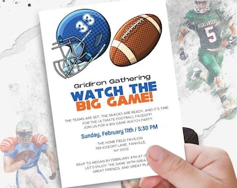 Game Day Get-together Invitation - With Football Design | Editable in ...