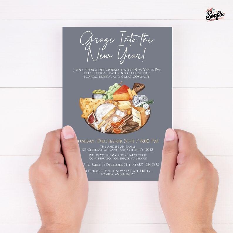 New Year Charcuterie Party Invitation -cheese and Treats Design ...