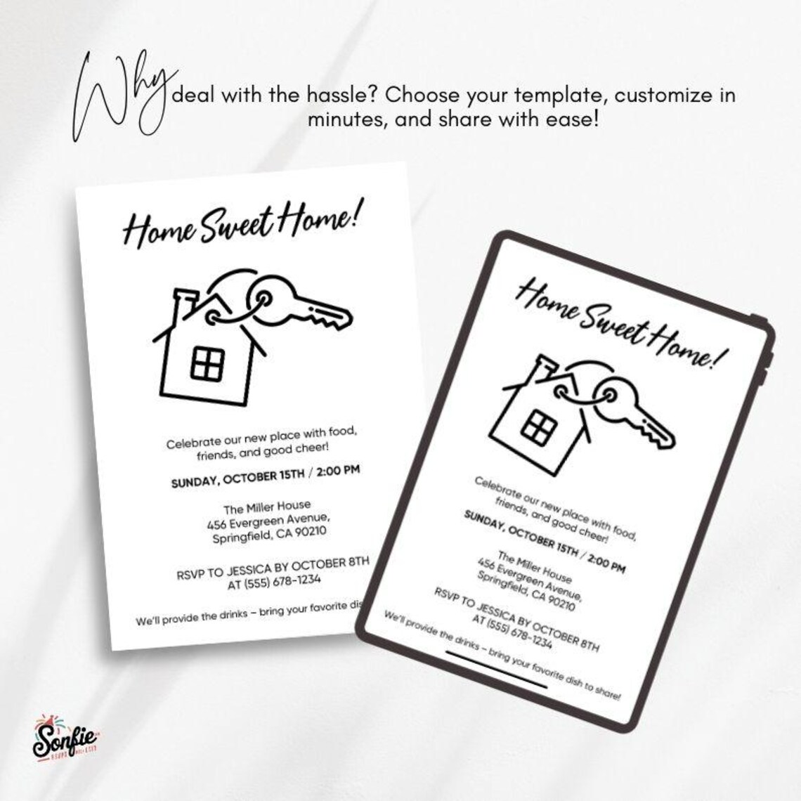 Housewarming Party Invitation - With Home and Key Design | Editable in ...