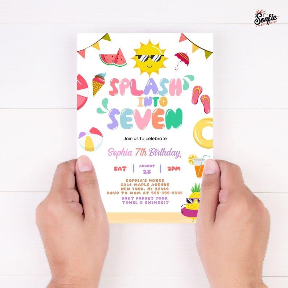 Pool Party Birthday Invitation - With Waves & Fun Design | Editable in ...