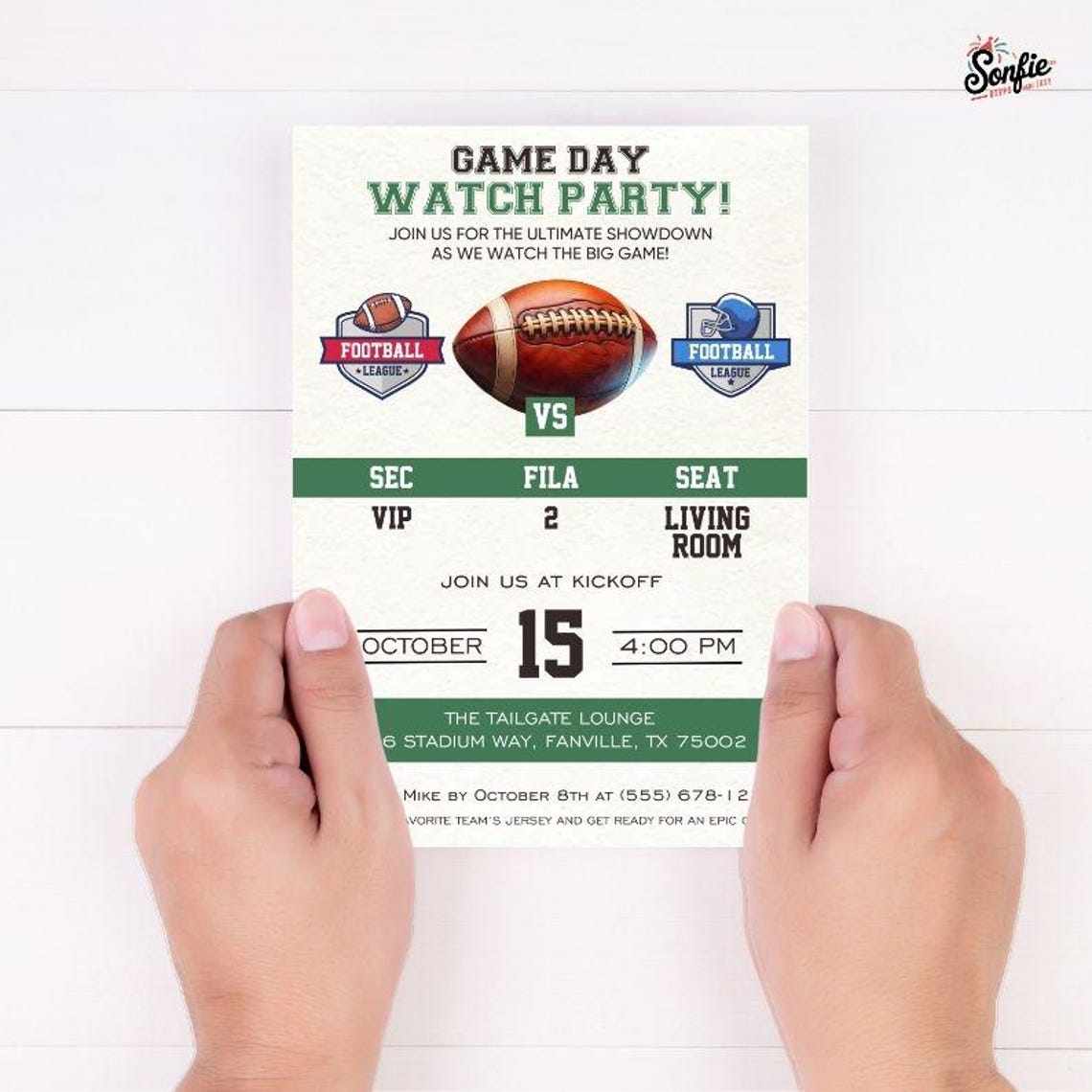 Game Day Get-together Invitation - With Football Design | Editable in ...