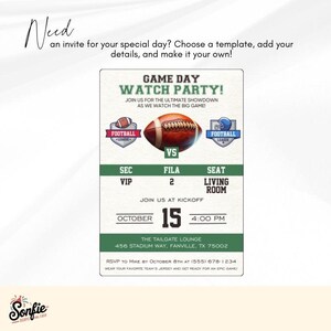 Game Day Get-together Invitation - With Football Design | Editable in ...