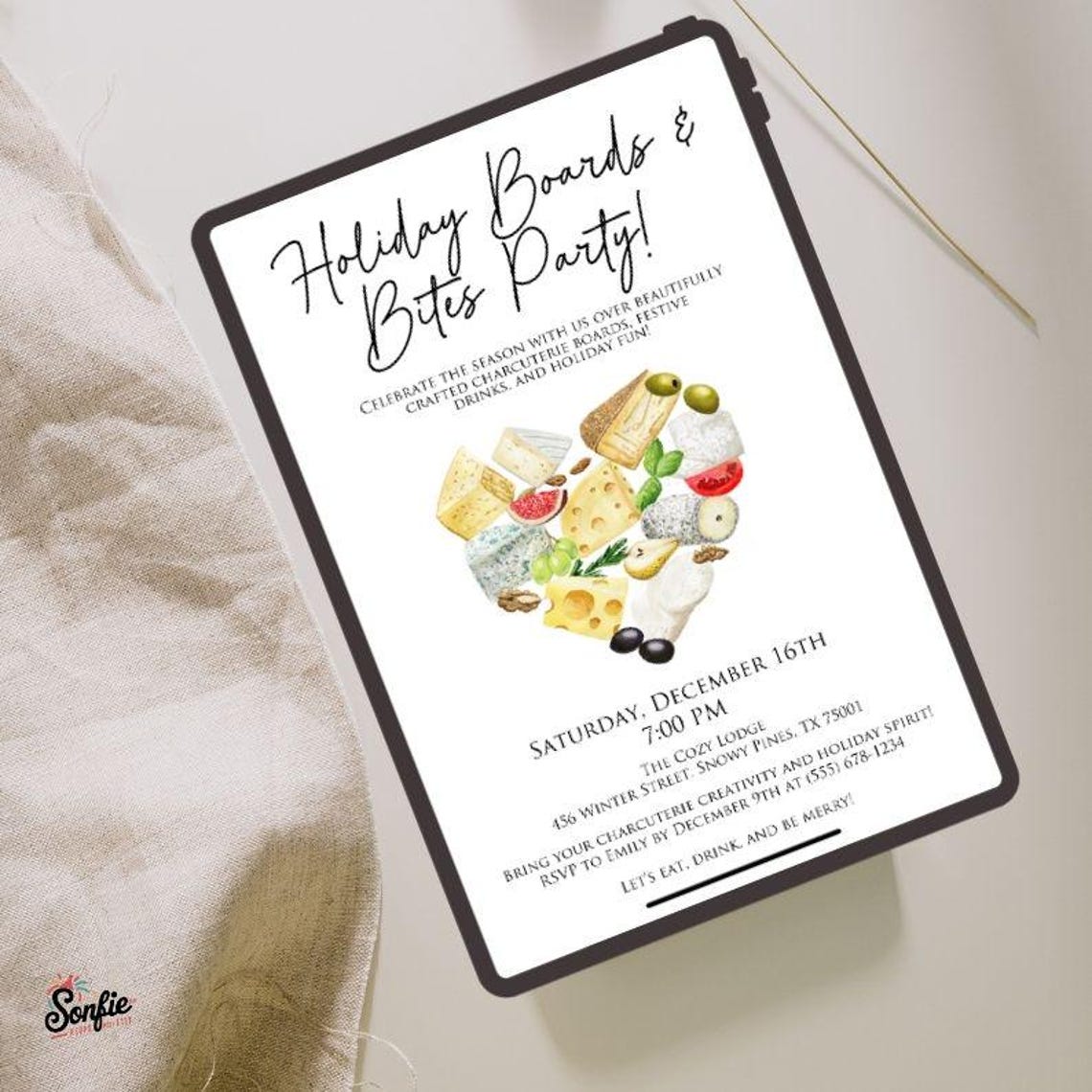 Charcuterie Christmas Party Invitation - With Cheese and Treats ...