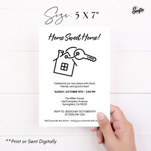 Housewarming Party Invitation - With Home and Key Design | Editable in ...