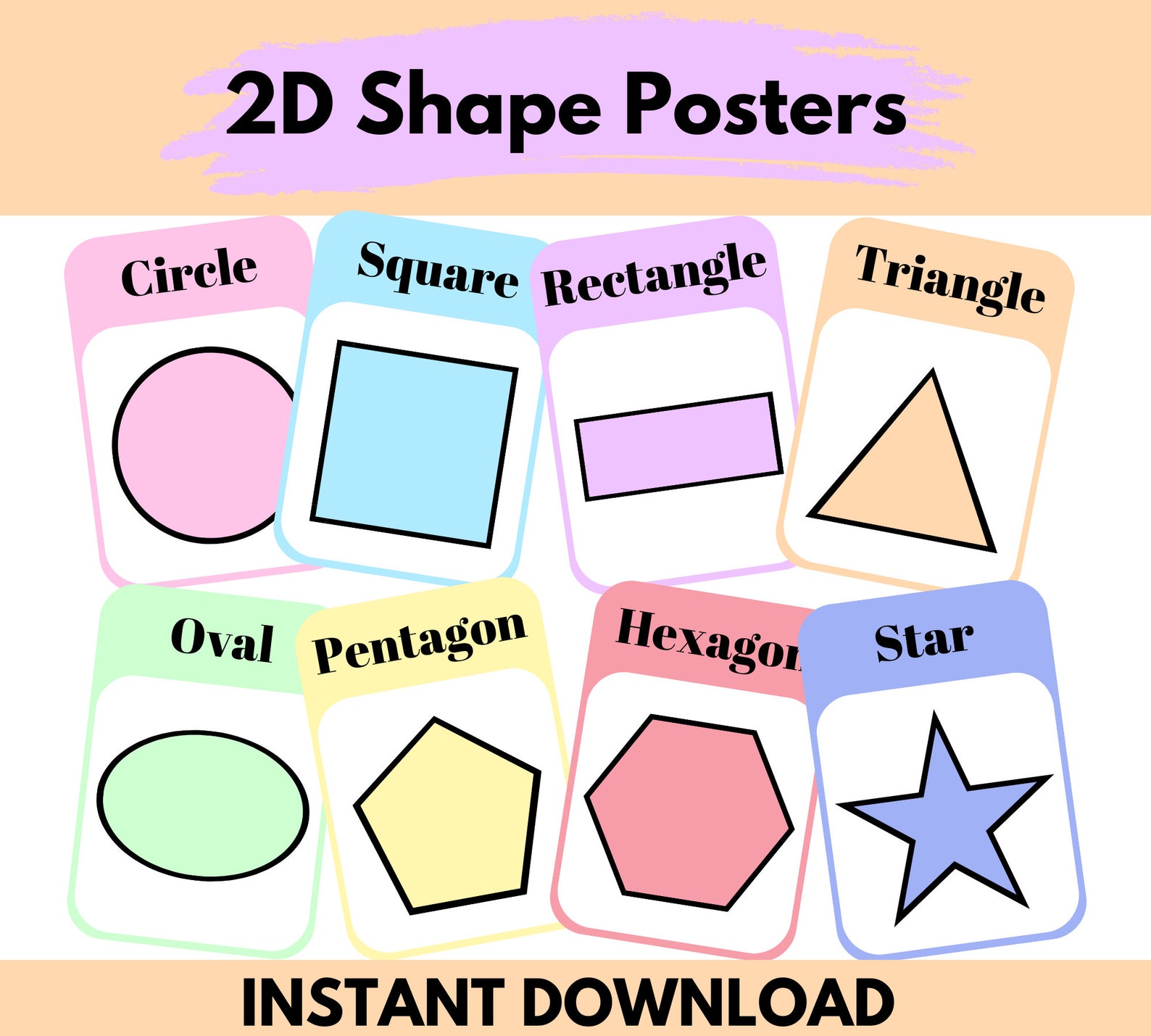 Pastel 2d Shapes Posters or Flashcards EYFS, Early Learning, Maths - Etsy